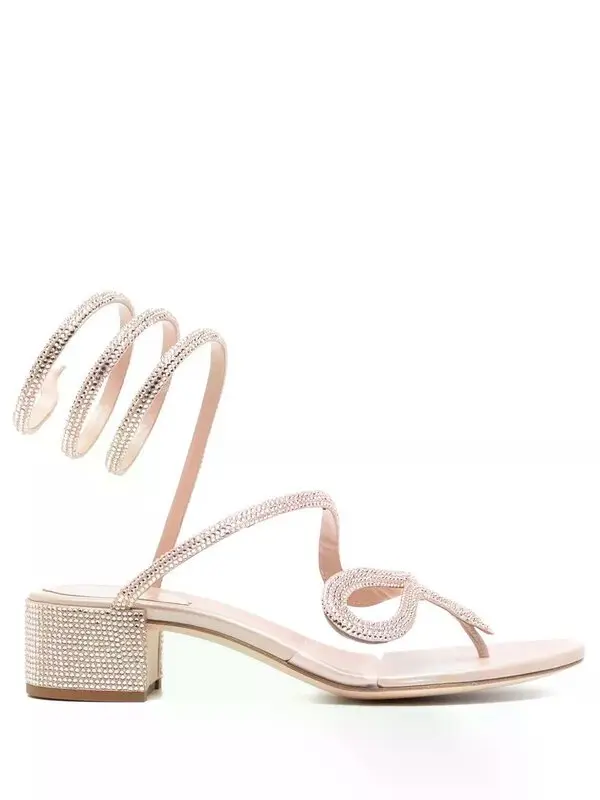 Rene Caovilla Crystal Embellished Snake Sandals