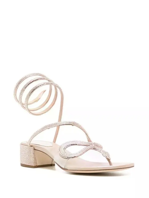 Rene Caovilla Crystal Embellished Snake Sandals
