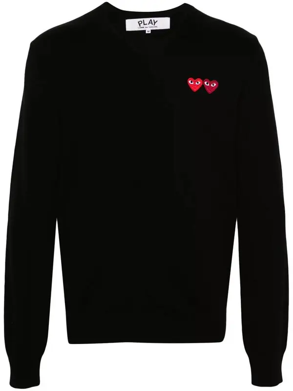 Play Comme Des Garcon Heart-patch Wool Jumper - Black