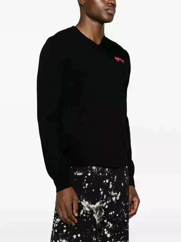 Play Comme Des Garcon Heart-patch Wool Jumper - Black