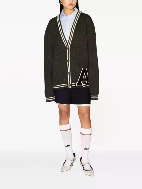 AMBUSH Monogram-appliqué Wool Cardigan