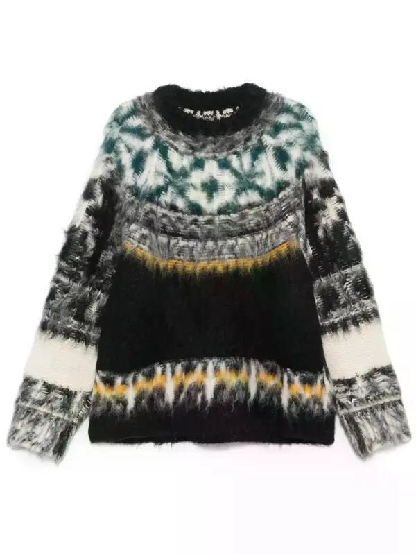 Sacai Pattern Intarsia-knit Hoodie