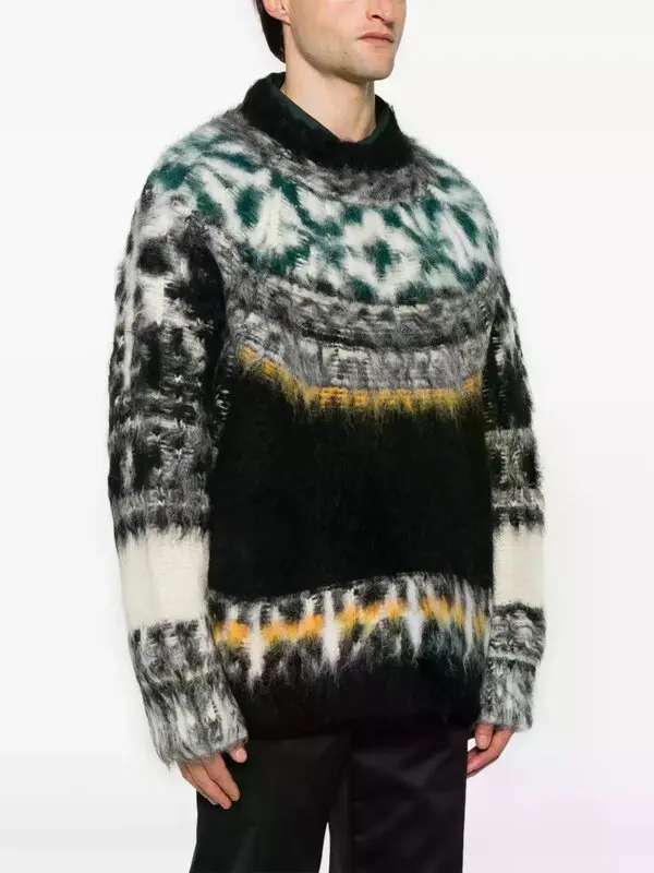Sacai Pattern Intarsia-knit Hoodie