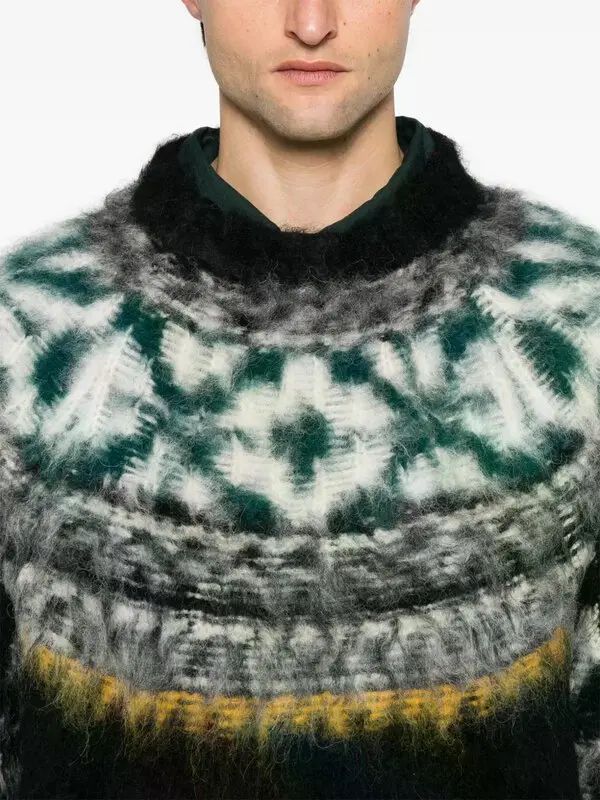 Sacai Pattern Intarsia-knit Hoodie