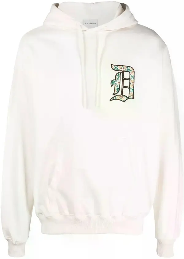 Drole De Monsieur Logo-embroidered Cotton Hoodie - Neutrals
