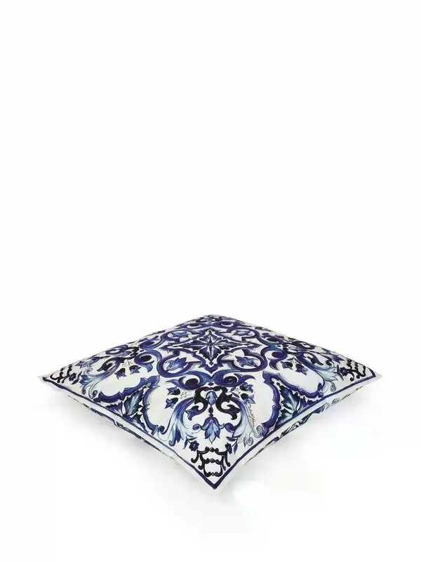 Dolce & Gabbana Medium Blu Mediterraneo-print Canvas Cushion - Blue