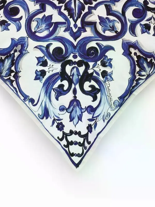 Dolce & Gabbana Medium Blu Mediterraneo-print Canvas Cushion - Blue