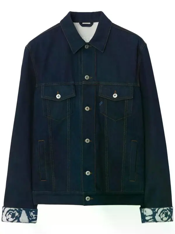 Burberry Logo-patch Cotton Denim Jacket - Blue