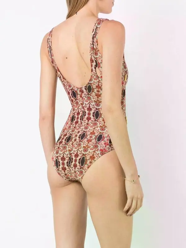 AMIR SLAMA Floral-print Scoop Neck Swimsuit