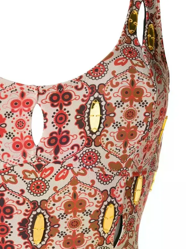 AMIR SLAMA Floral-print Scoop Neck Swimsuit