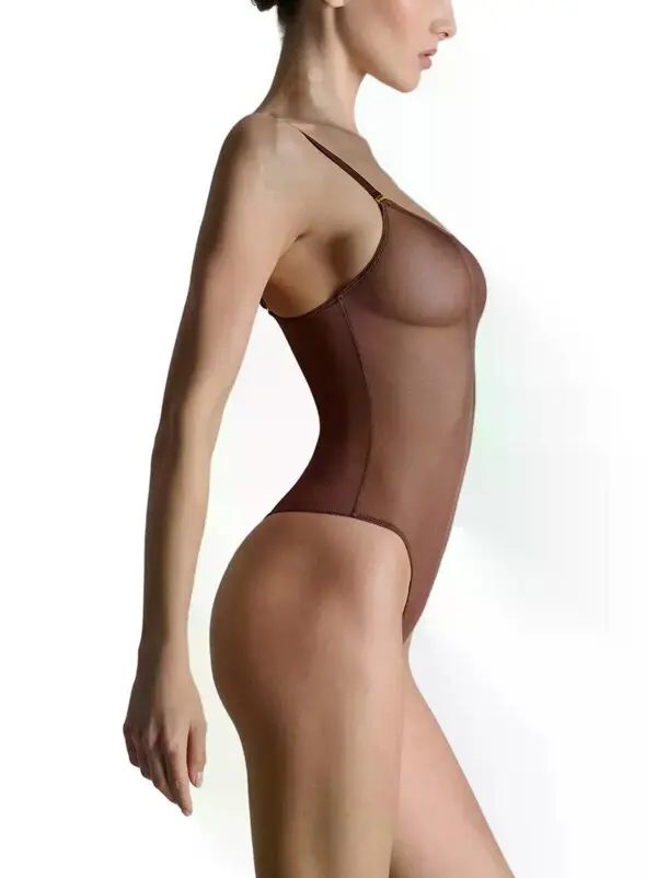 MAISON CLOSE Mesh Bodysuit - Brown