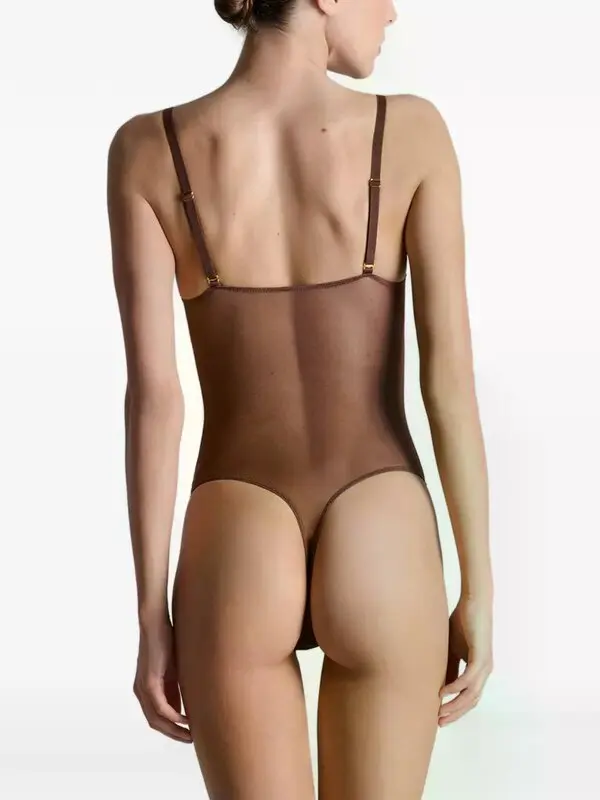 MAISON CLOSE Mesh Bodysuit - Brown