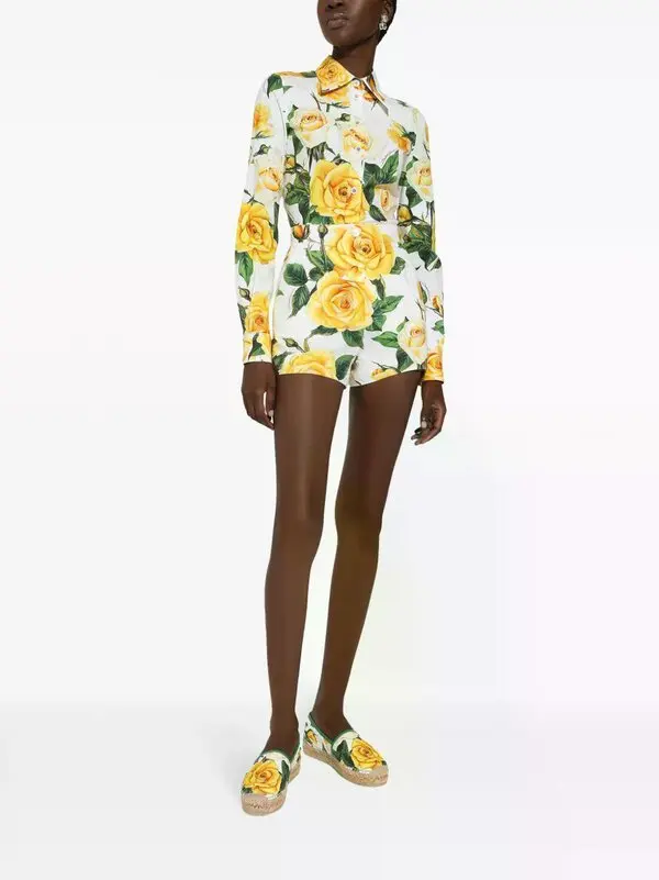 Dolce & Gabbana Rose Print Cotton Shorts