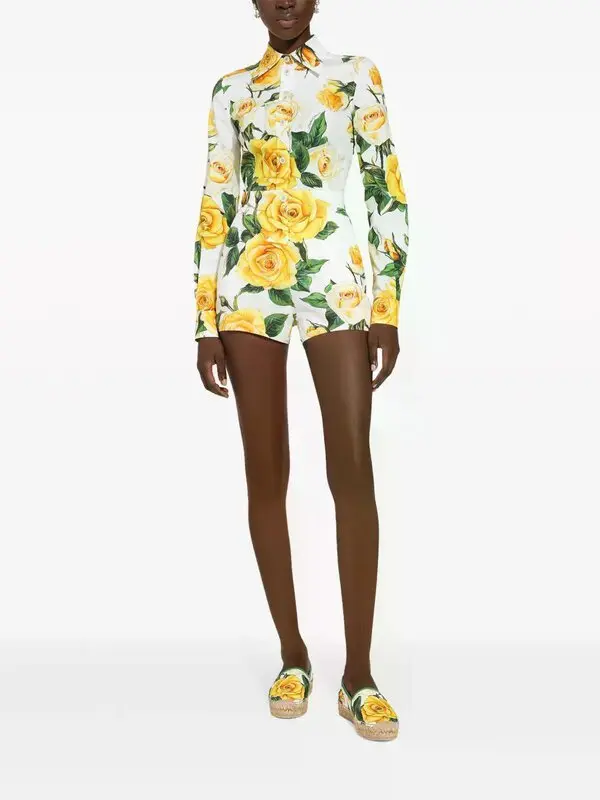 Dolce & Gabbana Rose Print Cotton Shorts