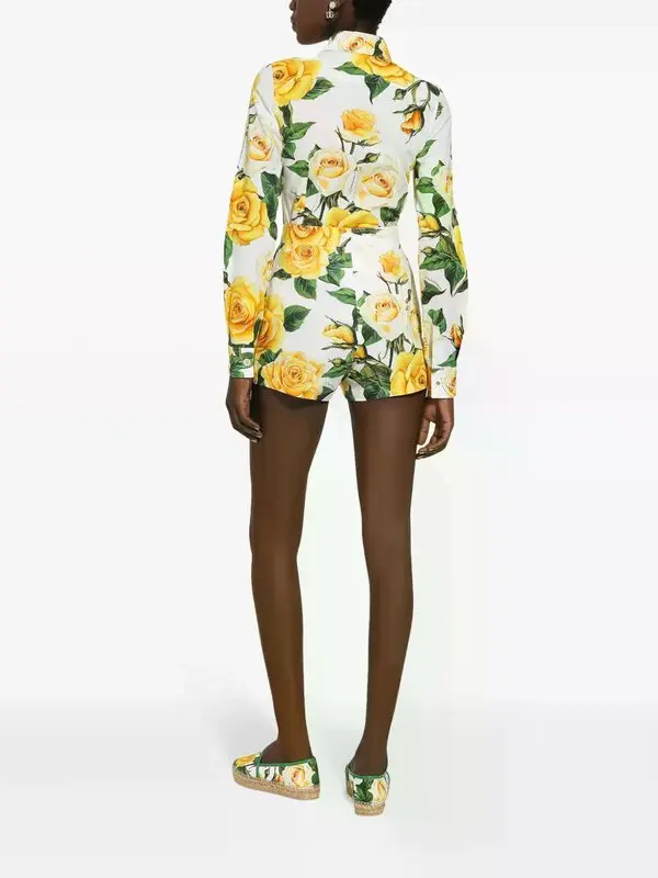 Dolce & Gabbana Rose Print Cotton Shorts