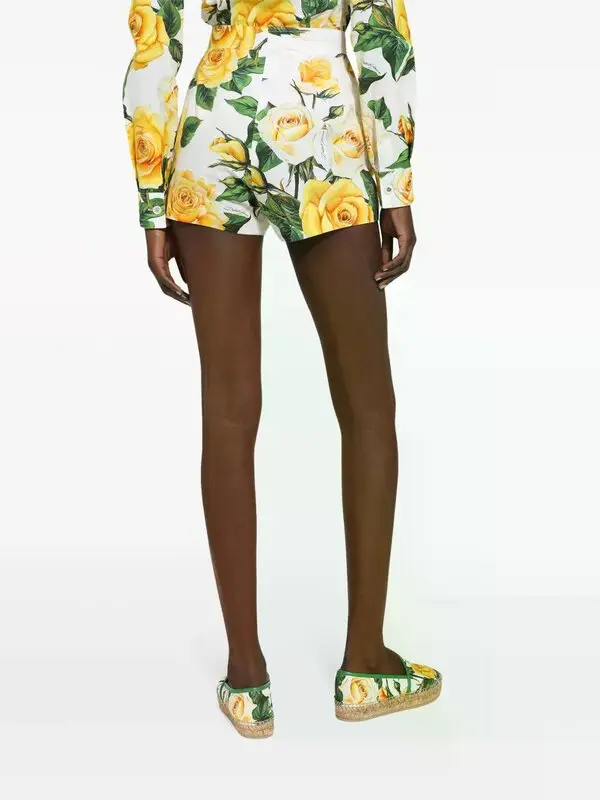 Dolce & Gabbana Rose Print Cotton Shorts