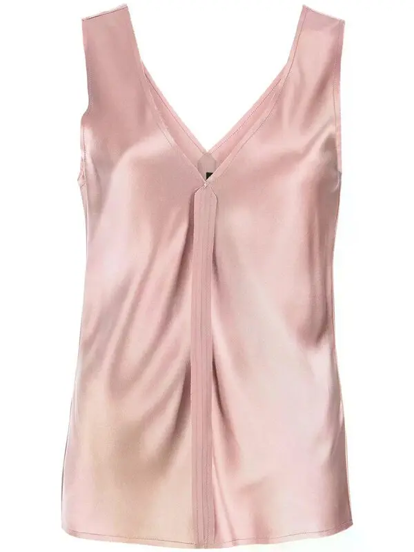 Voz Raw-cut Silk Tank Top - Pink