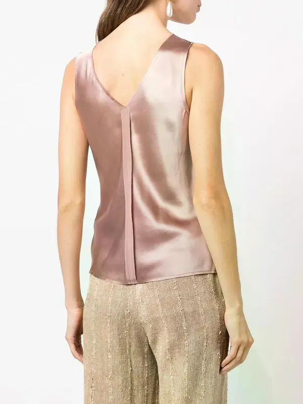 Voz Raw-cut Silk Tank Top - Pink