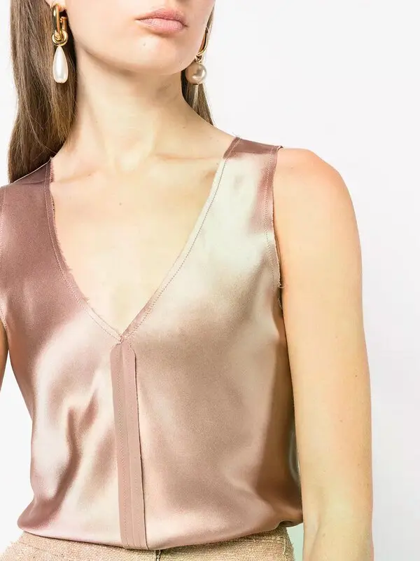 Voz Raw-cut Silk Tank Top - Pink