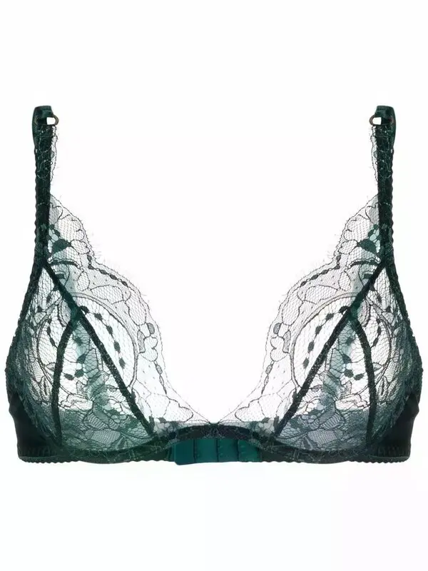 FLEUR OF ENGLAND Ela Lace-trim Plunge Bra - Green