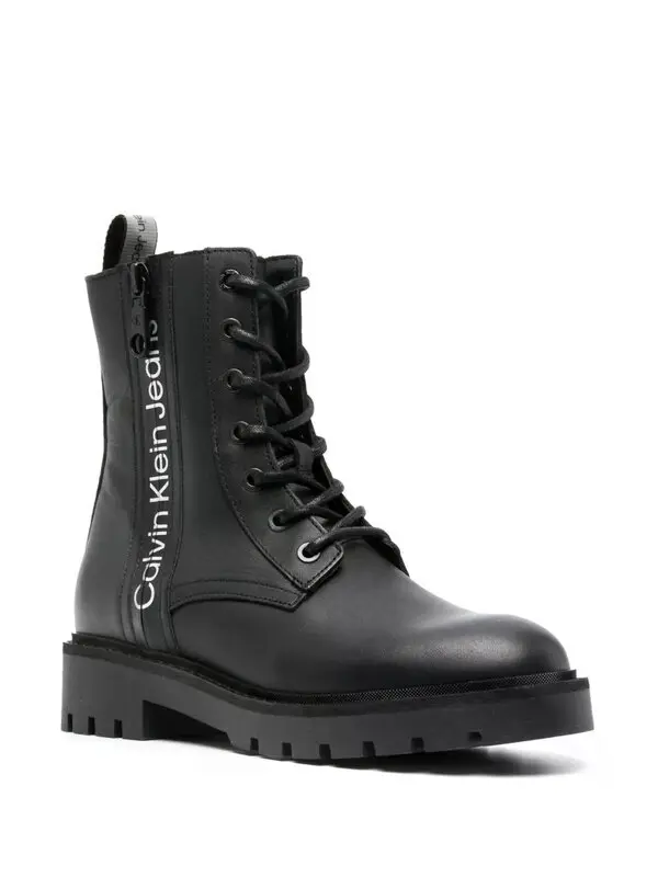 Calvin Klein Logo-print Leather Boots