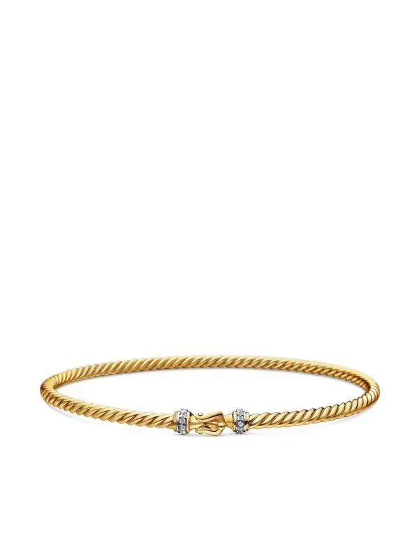 David Yurman 18kt Yellow Buckle Classic Cable Diamond Bracelet - Gold