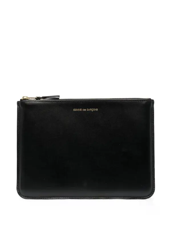 Comme Des Garçons Engraved-logo Leather Wallet - Black