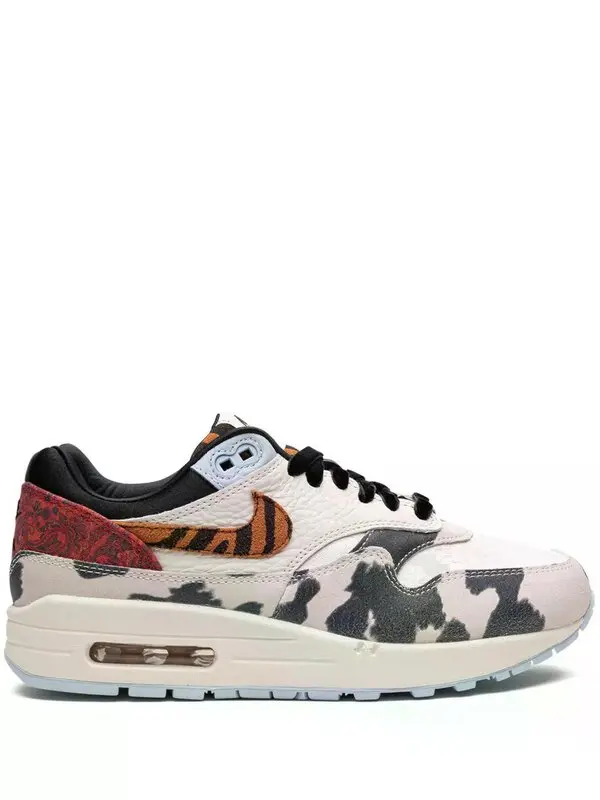 Nike Air Max 1 '87 Tiger Swoosh Cow Print Sneakers - Neutrals