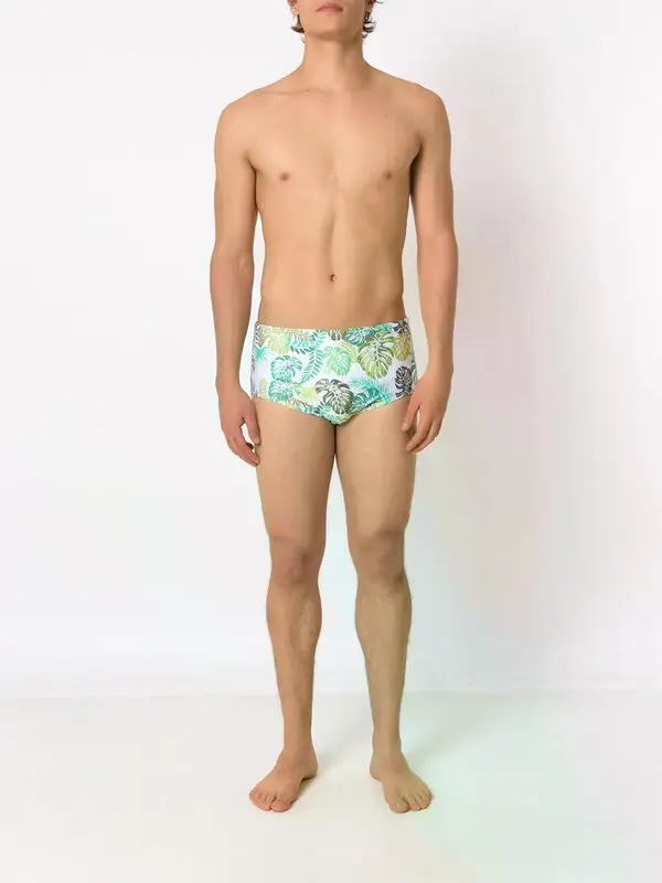 AMIR SLAMA Leaf Print Swim Briefs