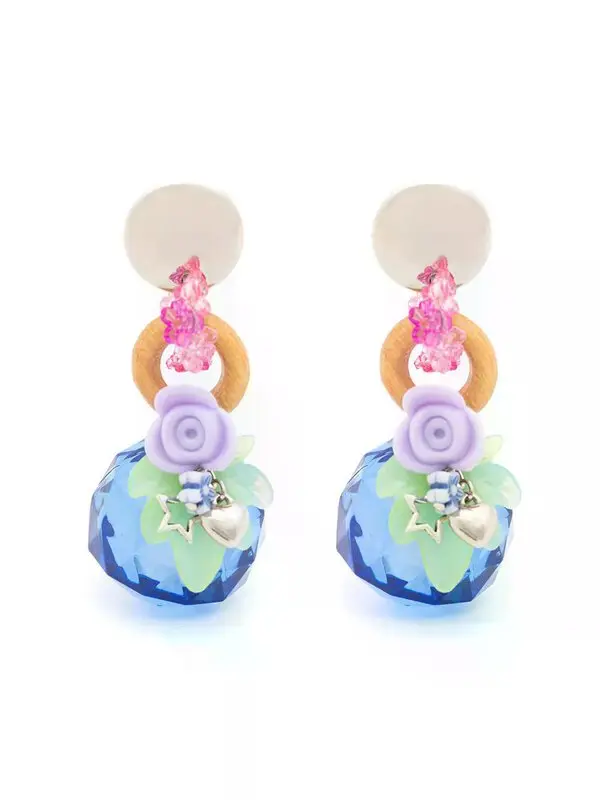 AMIR SLAMA Floral Appliqué Drop Earrings - Blue