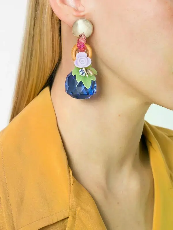 AMIR SLAMA Floral Appliqué Drop Earrings