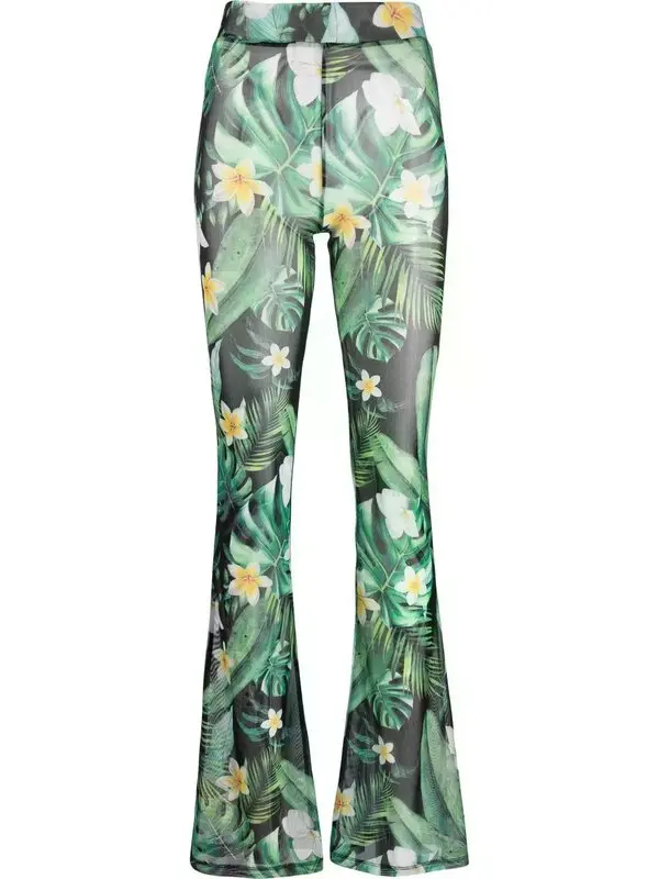 Philipp Plein Hawaii-print Flared Trousers