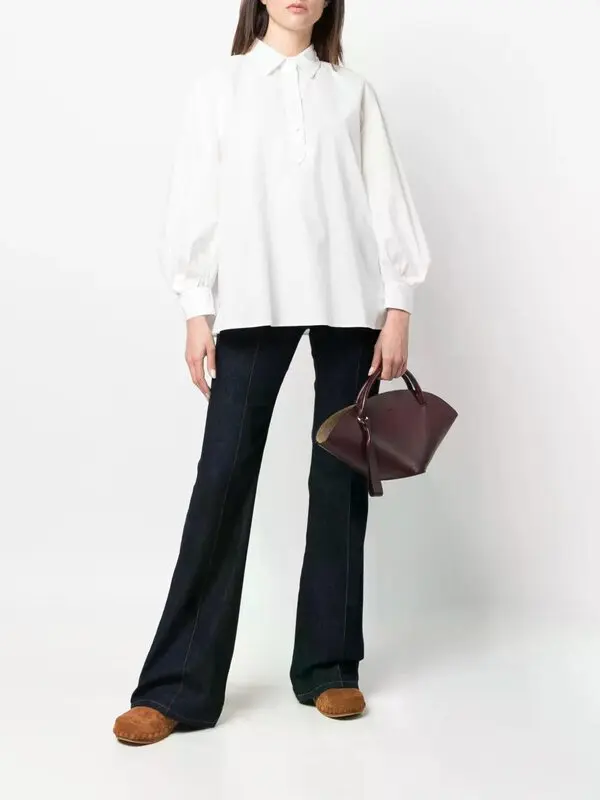 La DoubleJ Poet-sleeve Poplin Blouse - White