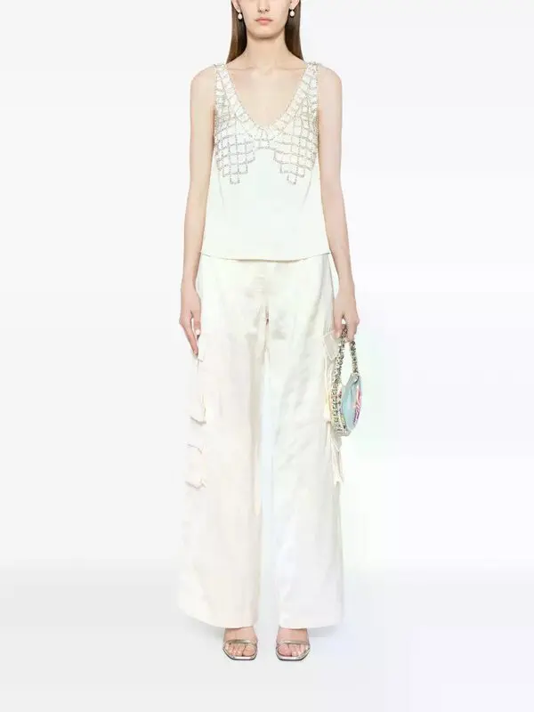 SELF-PORTRAIT High-waisted Straight-leg Cargo Trousers