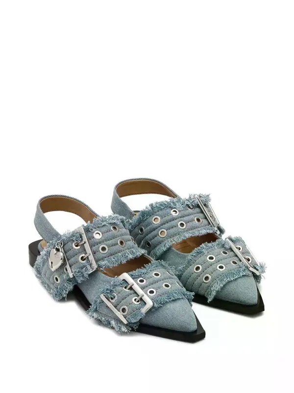 GANNI Feminine Denim Ballet Flats - Blue