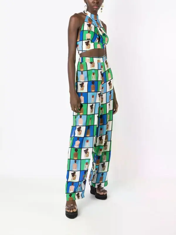 AMIR SLAMA Graphic-print Halterneck Top