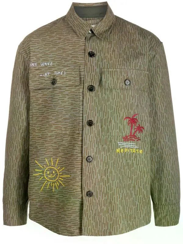 PRESIDENT’S Logo-embroidered Stripe-pattern Shirt