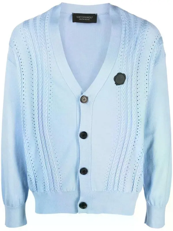 Viktor & Rolf Cotton Cable-knit Cardigan - Blue