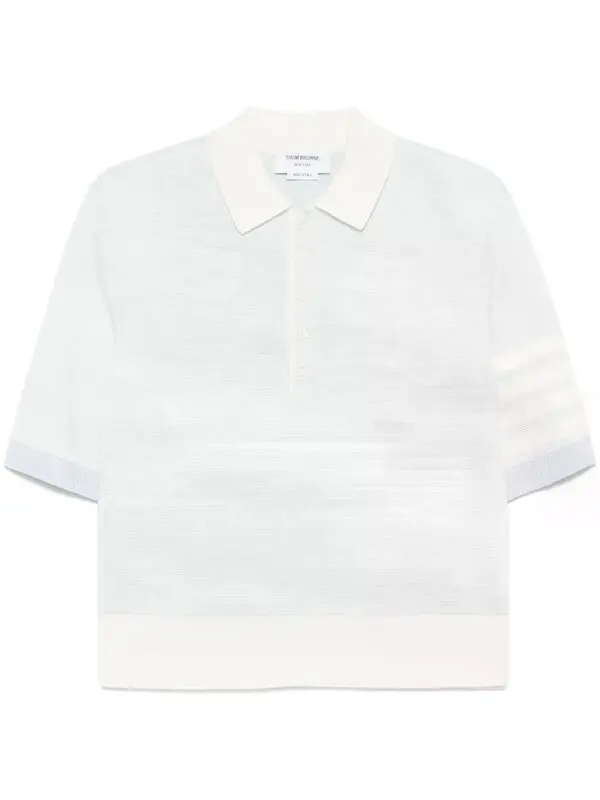 Thom Browne Textured Stripe Stitch 4-bar Relaxed Fit Polo Shirt