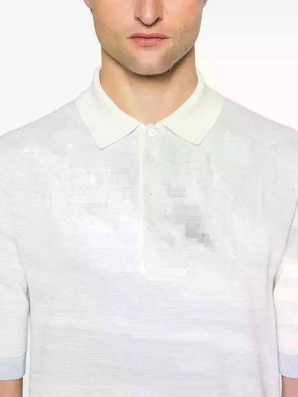 Thom Browne Textured Stripe Stitch 4-bar Relaxed Fit Polo Shirt