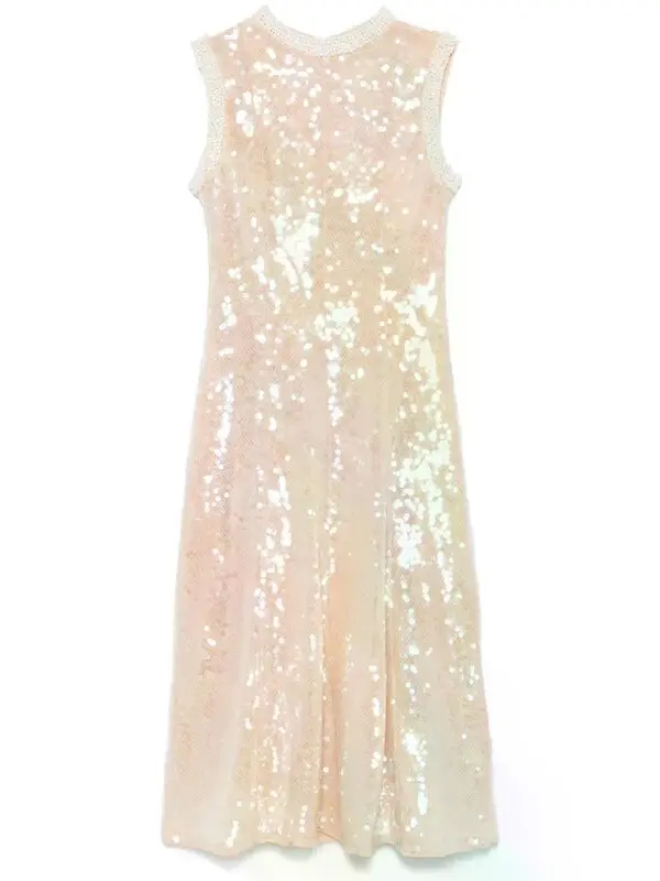 SELF-PORTRAIT Sequin Pearl-trim Midi Dress