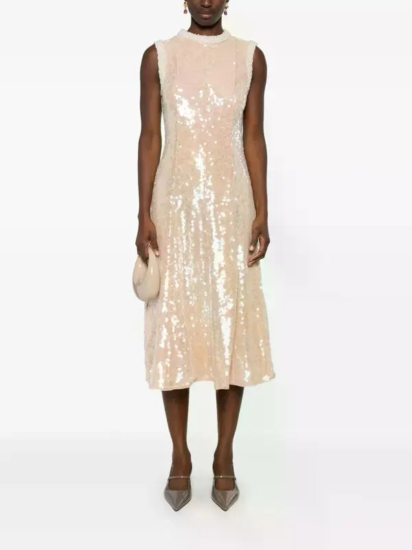 SELF-PORTRAIT Sequin Pearl-trim Midi Dress