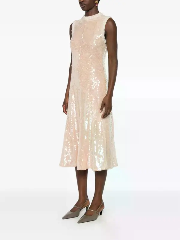SELF-PORTRAIT Sequin Pearl-trim Midi Dress