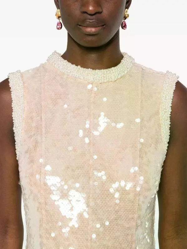 SELF-PORTRAIT Sequin Pearl-trim Midi Dress