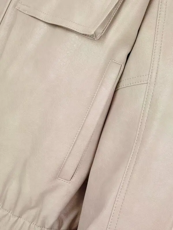 STUDIO TOMBOY Faux-leather Drawstring Hoodie