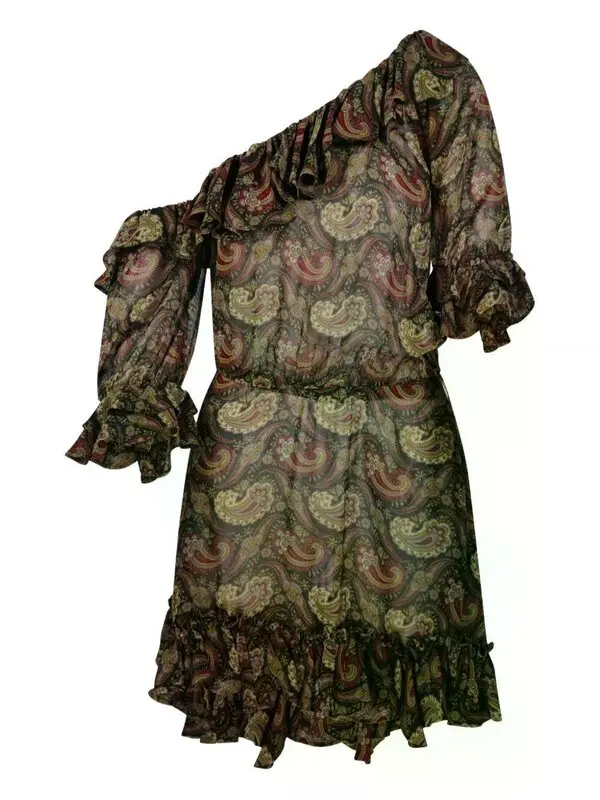 Saint Laurent Paisley-print Mini Dress - Green