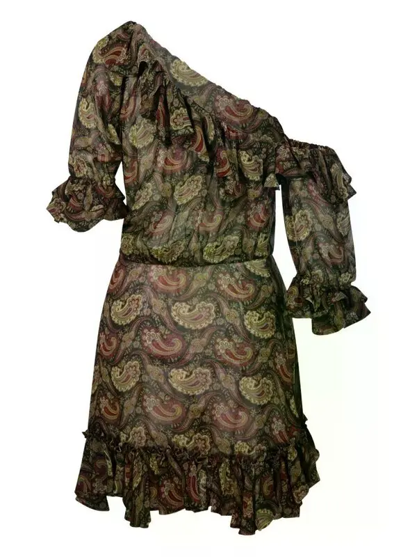 Saint Laurent Paisley-print Mini Dress - Green