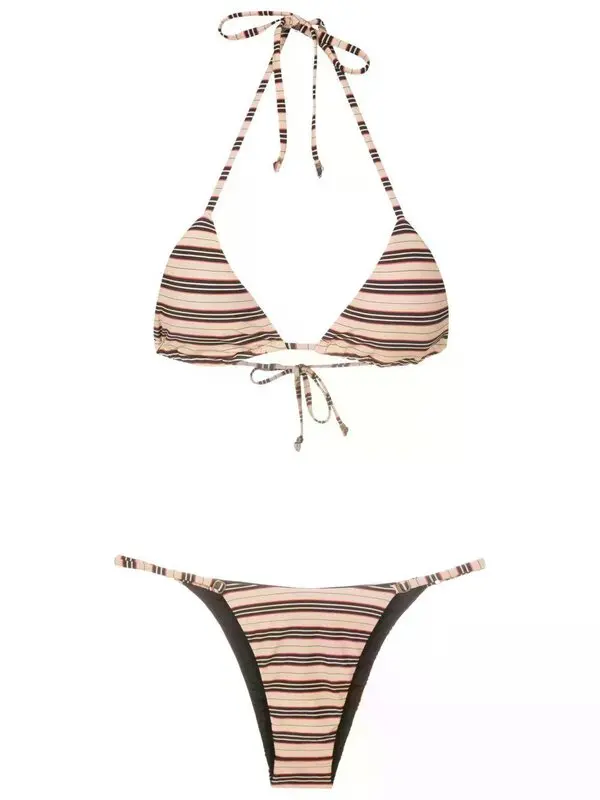 AMIR SLAMA Stripe-print Halterneck Bikini - Multicolour
