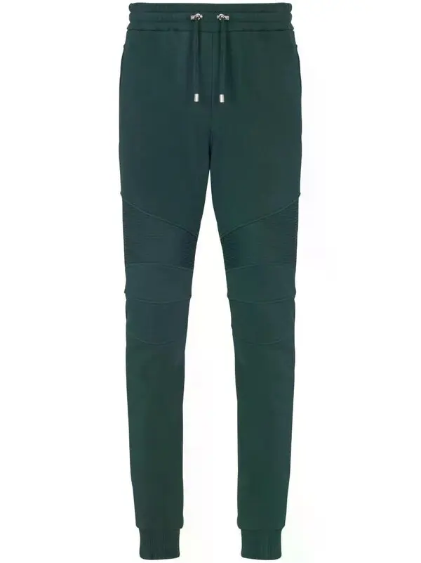 Balmain Ribbed-detail Drawstring Track Pants - Green