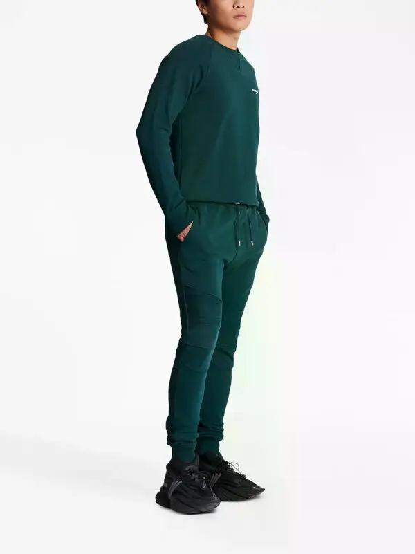 Balmain Ribbed-detail Drawstring Track Pants - Green